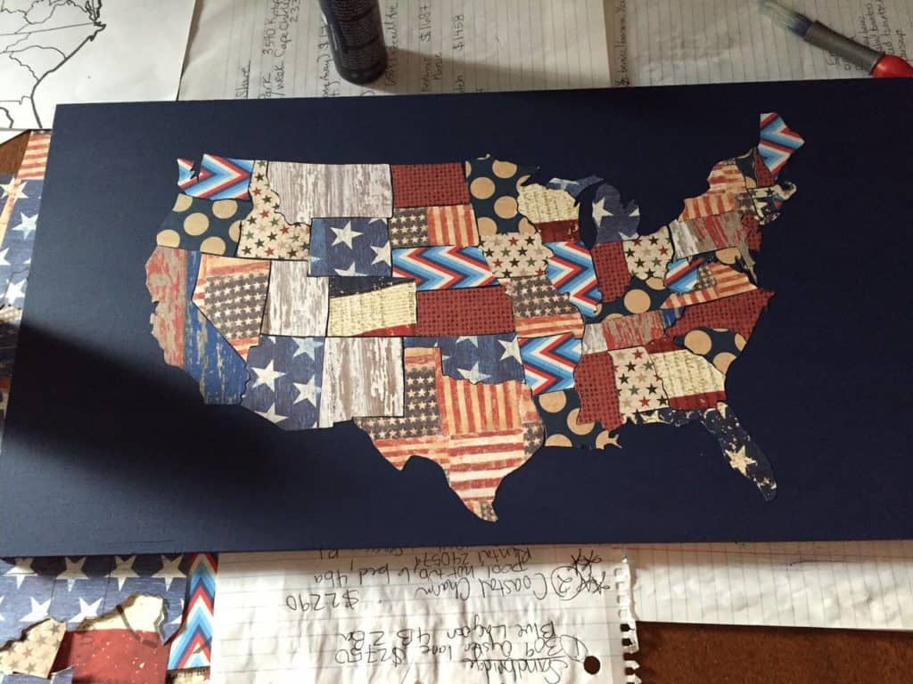 DIY Patriotic Scrapbook Paper Map [Perfect Patriotic Home Decor ...