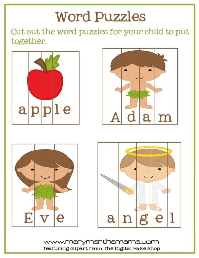 Adam and Eve Story for Kids [Free Printable Activities] – Mary Martha Mama