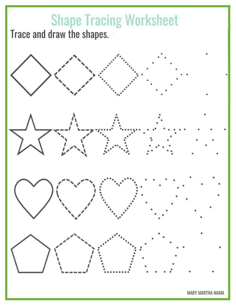 Shapes Worksheets for Preschool [Free Printables] – Mary Martha Mama