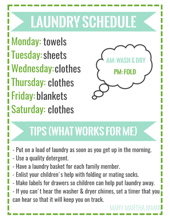 How to Conquer the Laundry Pile [with a free Printable Laundry Schedule ...