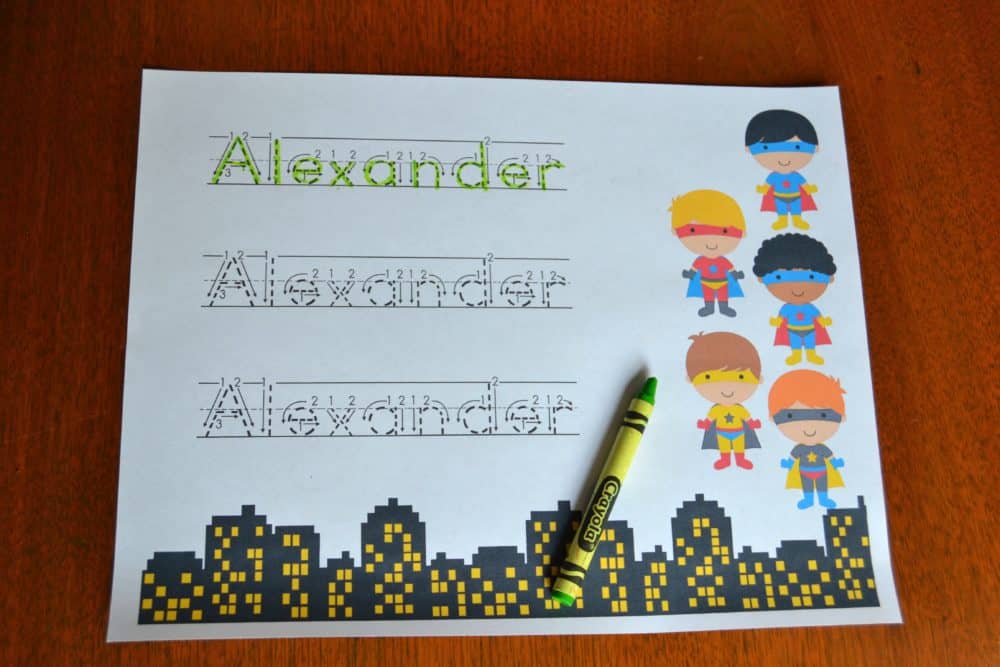 Super Hero Name Tracing Printables – Mary Martha Mama