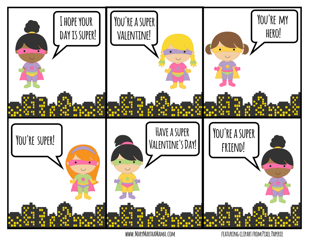 Free Printable Super Hero Valentines – Mary Martha Mama