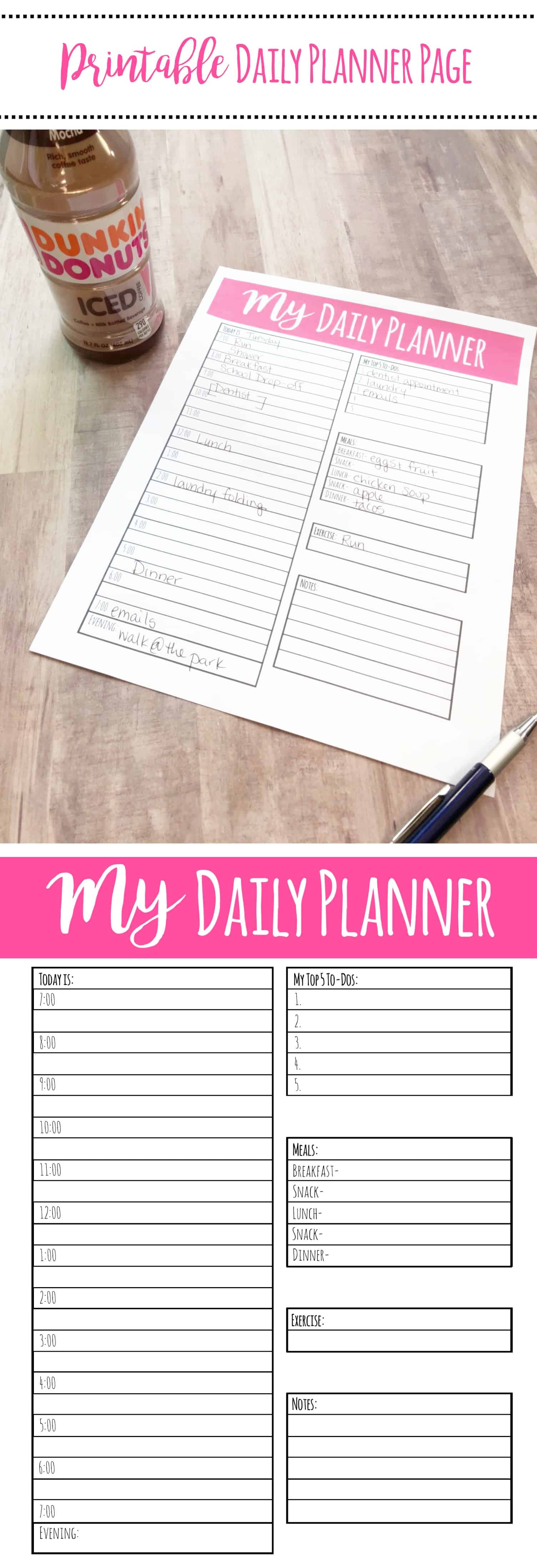 Free Printable Daily Planner Page Mary Martha Mama