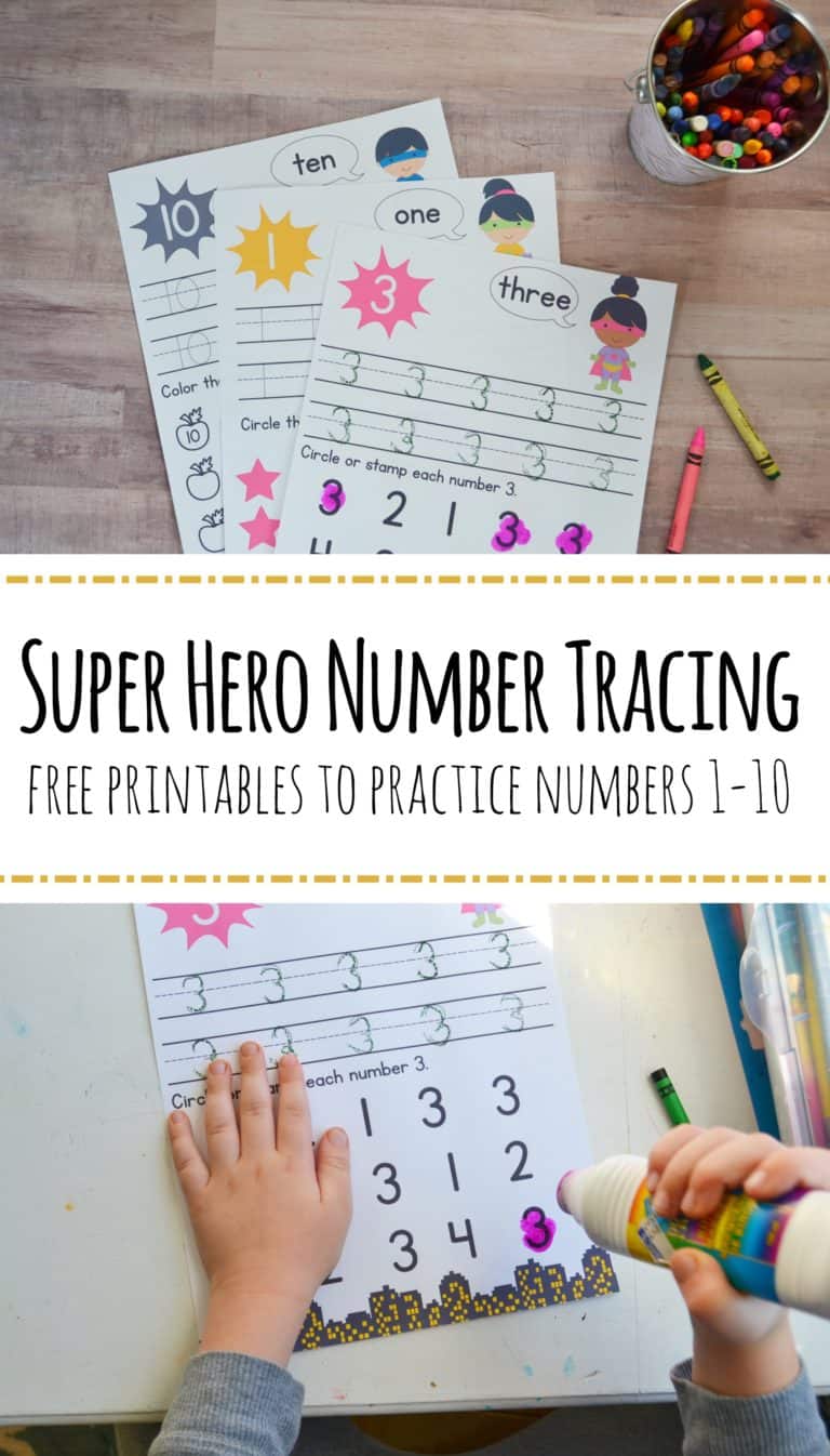 Super Hero Preschool Number Worksheets [Numbers 1-10] – Mary Martha Mama