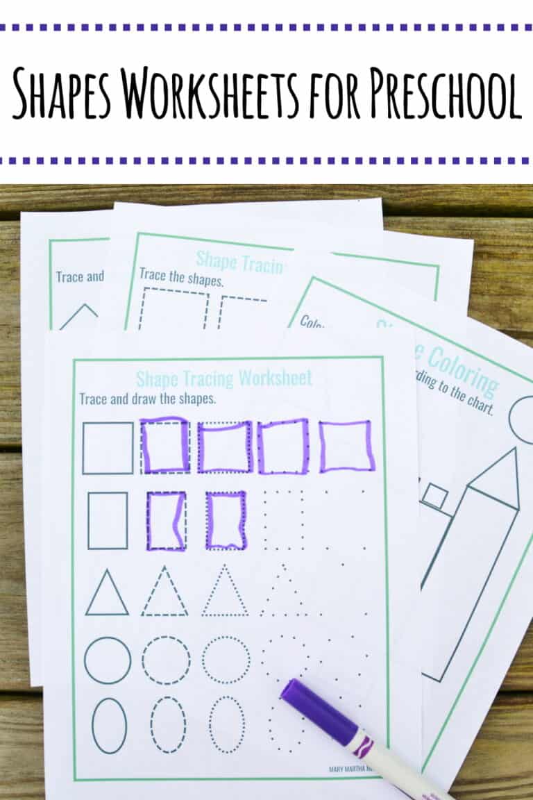 Shapes Worksheets for Preschool [Free Printables] – Mary Martha Mama