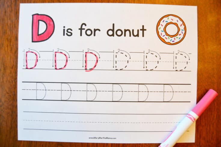 Letter D Tracing Worksheets – Mary Martha Mama