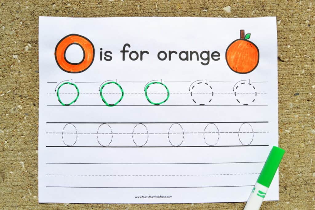 Letter O Tracing Worksheets – Mary Martha Mama
