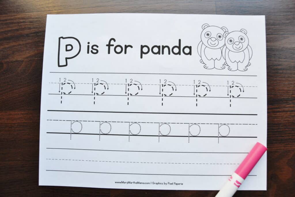 Letter P Tracing Worksheets – Mary Martha Mama