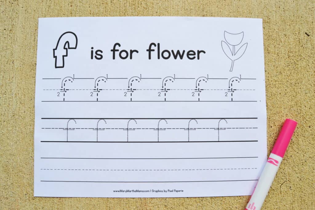 Letter F Tracing Worksheets – Mary Martha Mama