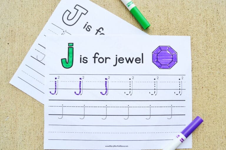 Letter J Printable | Free PDFs + Worksheets – Mary Martha Mama