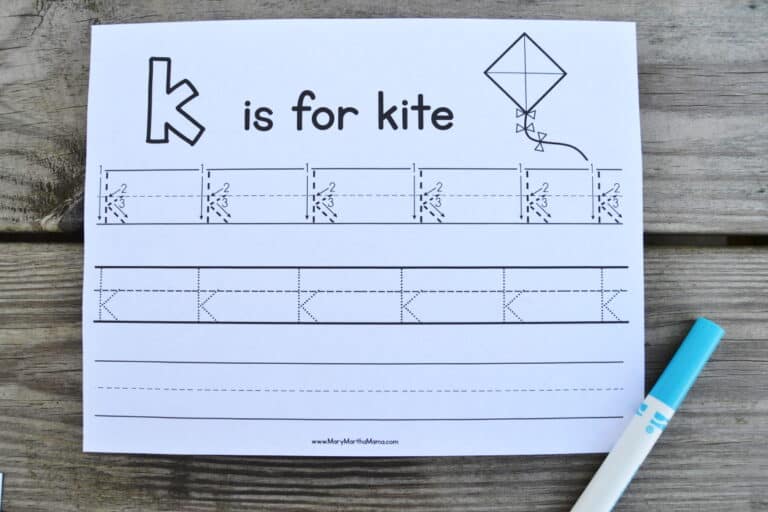 Letter K Tracing Worksheets – Mary Martha Mama