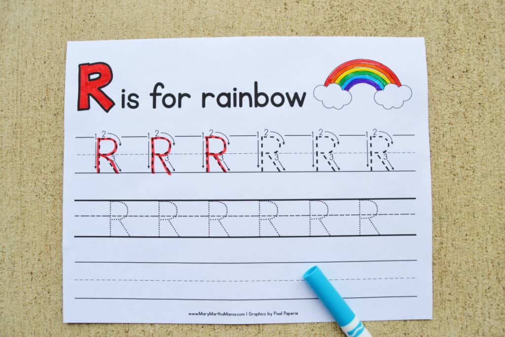 Letter R Tracing Worksheets – Mary Martha Mama