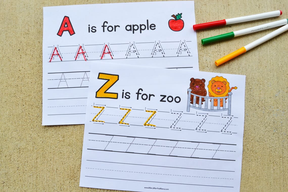 Letter Tracing Worksheets Free Handwriting Practice Mary Martha Mama