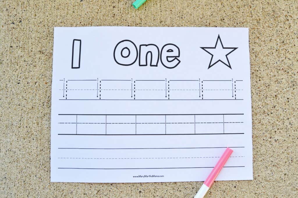 Number 1 Tracing Worksheet – Mary Martha Mama