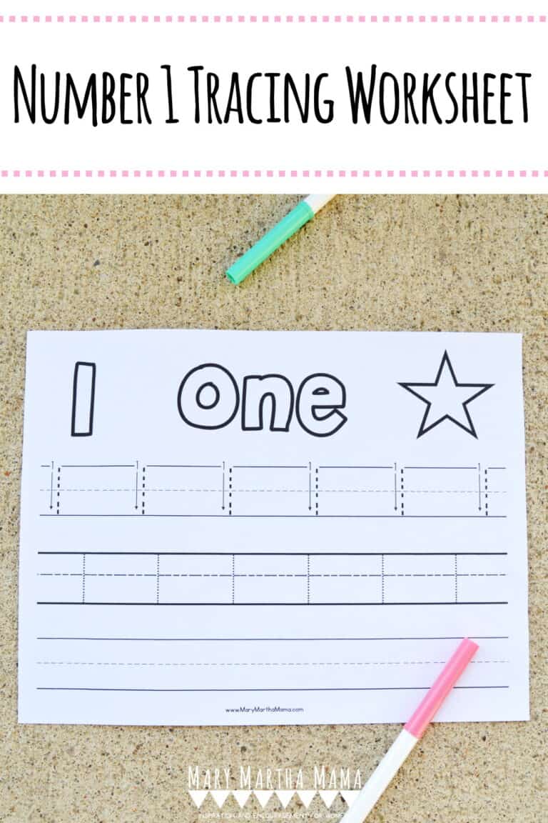 Number 1 Tracing Worksheet – Mary Martha Mama