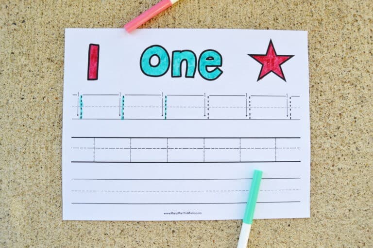 Number 1 Tracing Worksheet – Mary Martha Mama