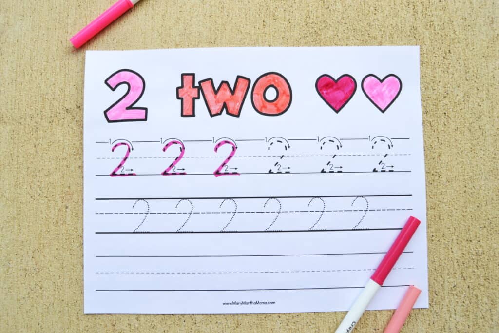 Number 2 Tracing Worksheet