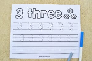 Number 3 Tracing Worksheet – Mary Martha Mama