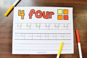 Number 4 Tracing Worksheet – Mary Martha Mama