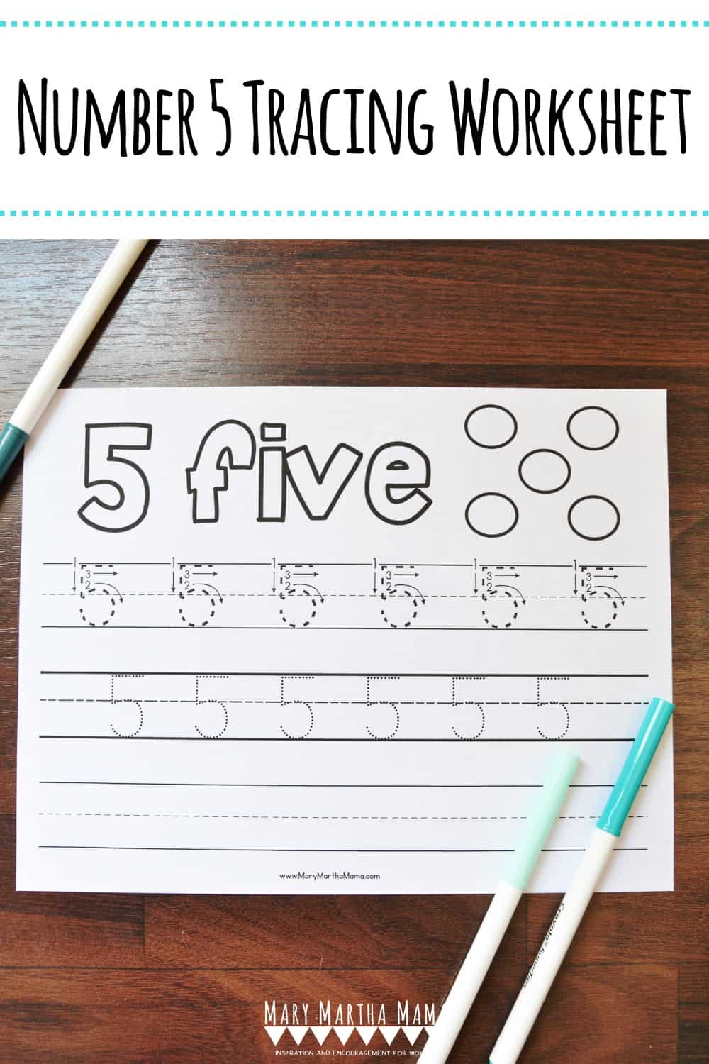 Number 5 Tracing Worksheet Mary Martha Mama