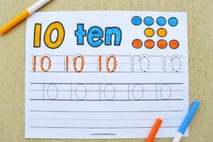 Number 10 Tracing Worksheet – Mary Martha Mama