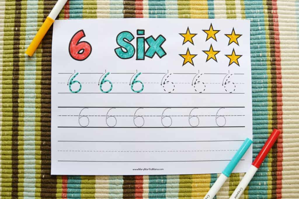 Number 6 Tracing Worksheet – Mary Martha Mama