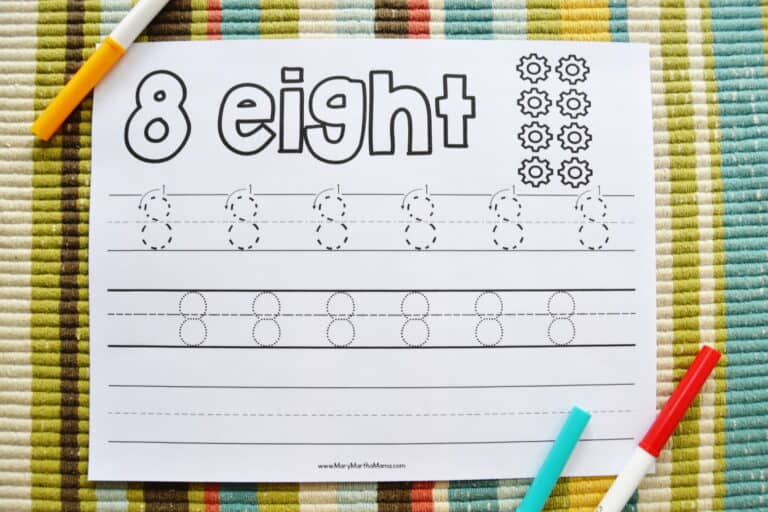 Number 8 Tracing Worksheet – Mary Martha Mama
