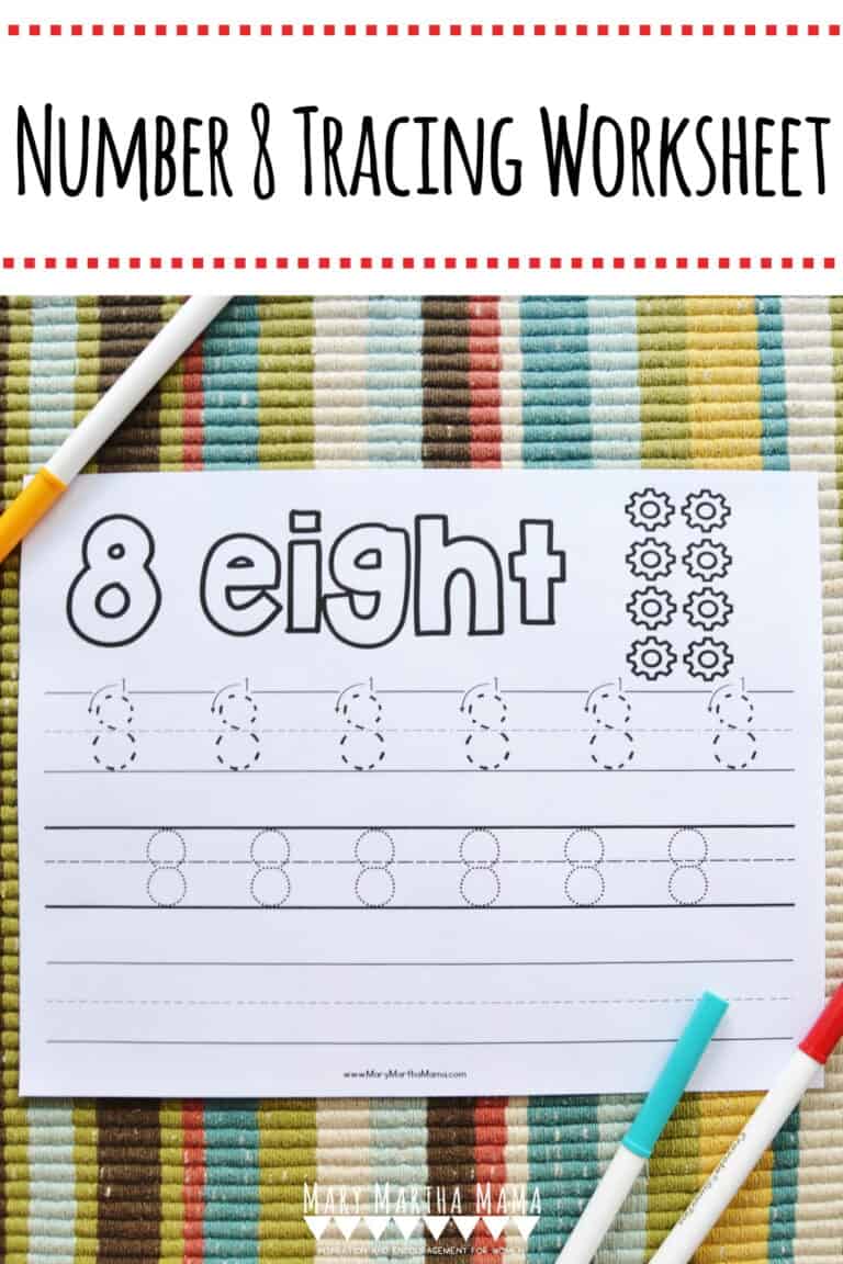 Number 8 Tracing Worksheet – Mary Martha Mama