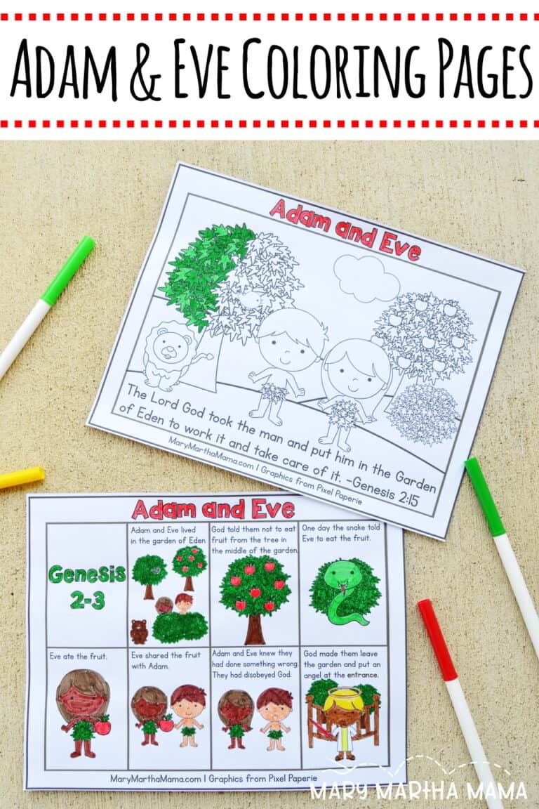 Adam and Eve Story for Kids [Free Printable Activities] – Mary Martha Mama