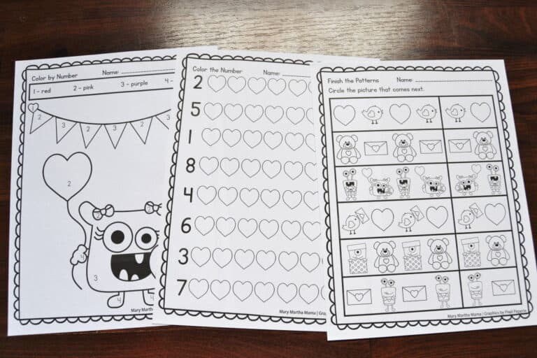 Valentine's Day Math Worksheets for Kindergarten – Mary Martha Mama