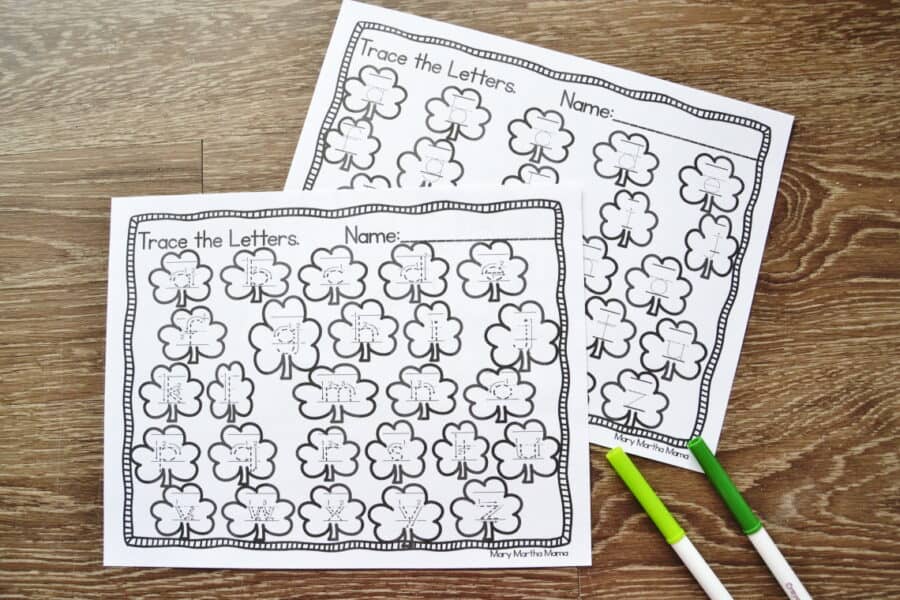 St. Patrick's Day Letter + Number Tracing Sheets – Mary Martha Mama