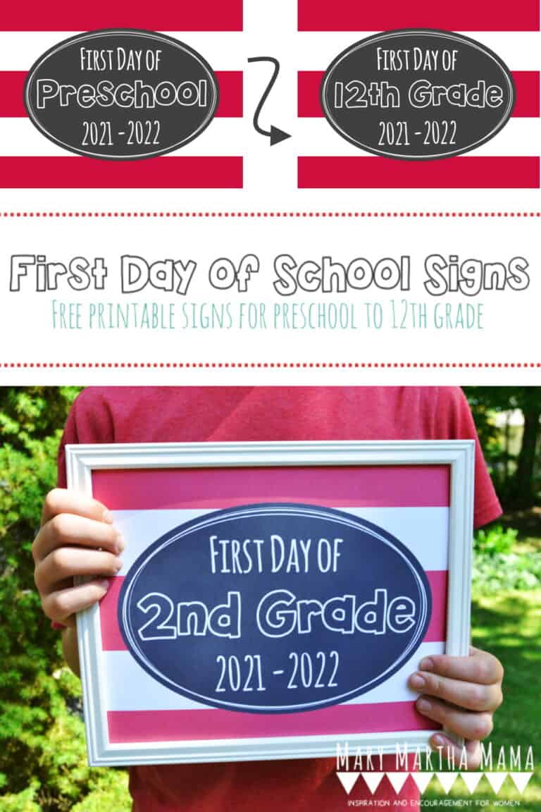 Free Printable First Day of School Signs 2021 – Mary Martha Mama