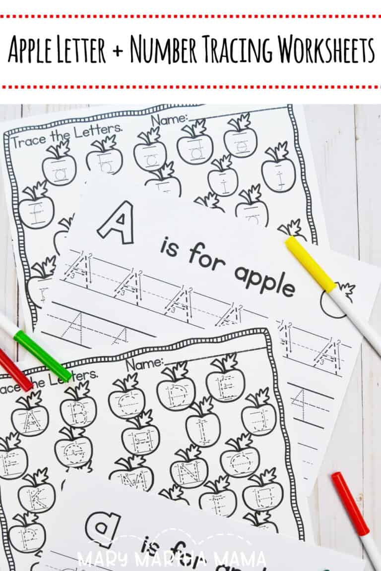 Apple Letter Tracing Pages – Mary Martha Mama