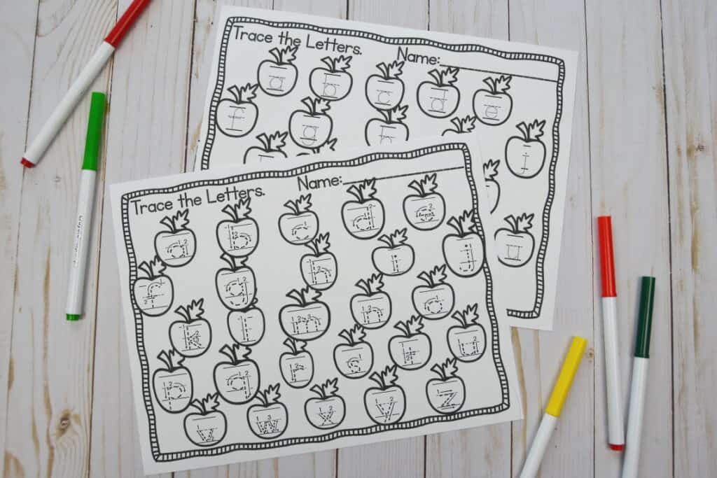 Apple Letter Tracing Pages – Mary Martha Mama