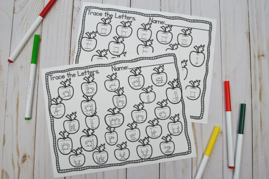 Apple Letter Tracing Pages – Mary Martha Mama