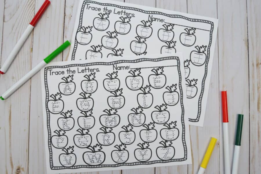 Apple Letter Tracing Pages – Mary Martha Mama