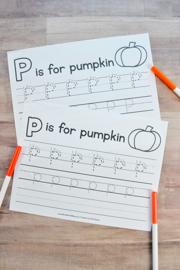 P is for Pumpkin Letter Tracing – Mary Martha Mama