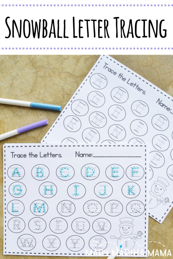 Snowball Letter Tracing Printables – Mary Martha Mama