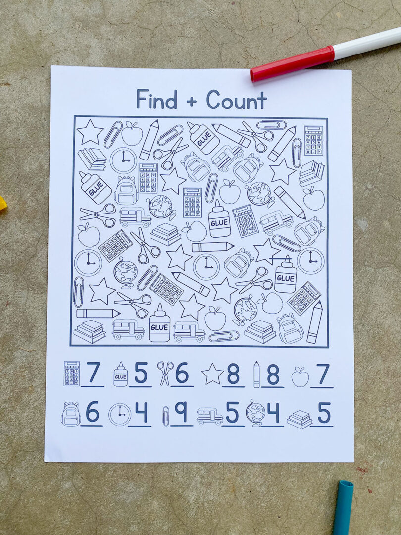 Back to School Find and Count Activity – Mary Martha Mama
