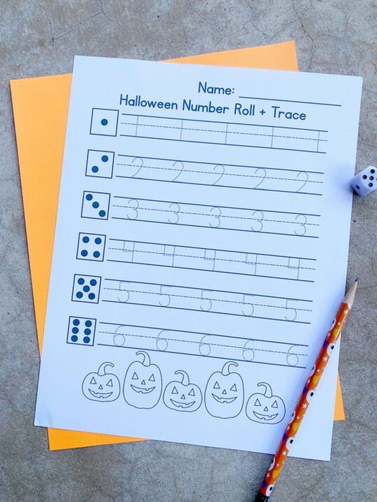 Halloween Number Roll and Trace Activity – Mary Martha Mama