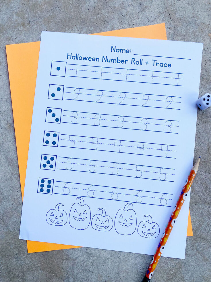 Halloween Number Roll and Trace Activity – Mary Martha Mama