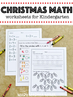 Christmas Math Worksheets for Kindergarten – Mary Martha Mama