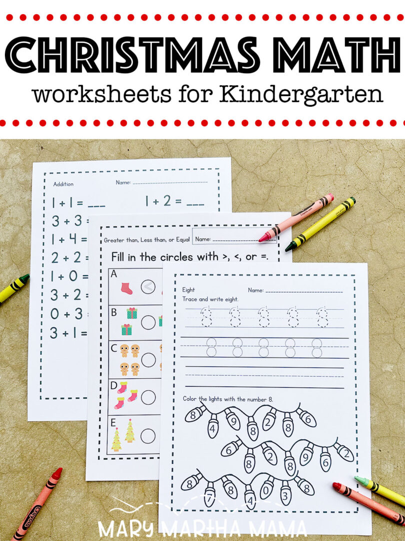 Christmas Math Worksheets for Kindergarten – Mary Martha Mama