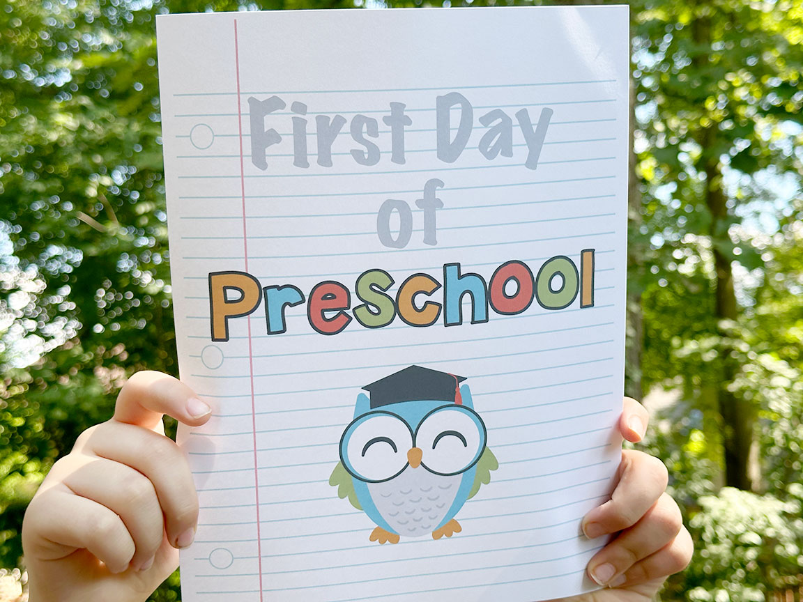 First Day of Preschool Sign Printable – Mary Martha Mama