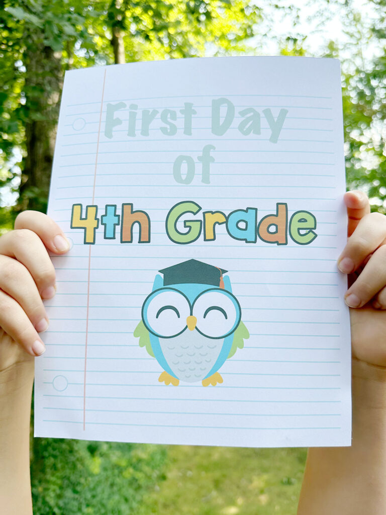First Day of 4th Grade Sign – Mary Martha Mama