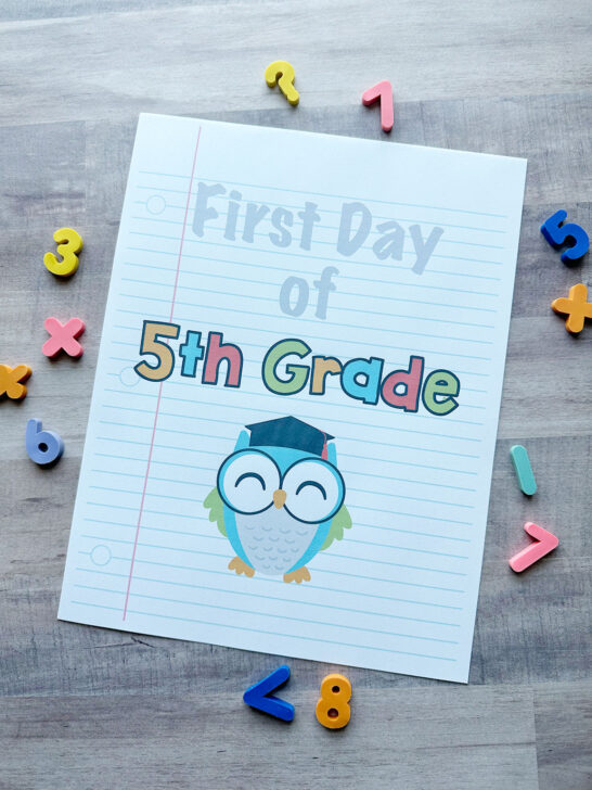 First Day of 5th Grade Sign – Mary Martha Mama