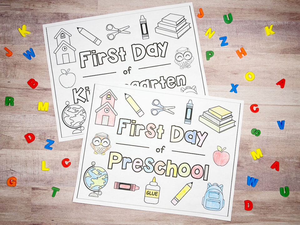 First Day of Preschool Coloring Page – Mary Martha Mama