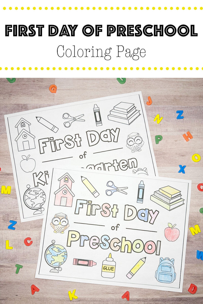 First Day of Preschool Coloring Page – Mary Martha Mama