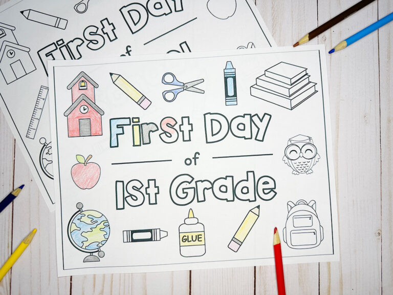 First Day of School Coloring Pages | Free Printable PDFs – Mary Martha Mama