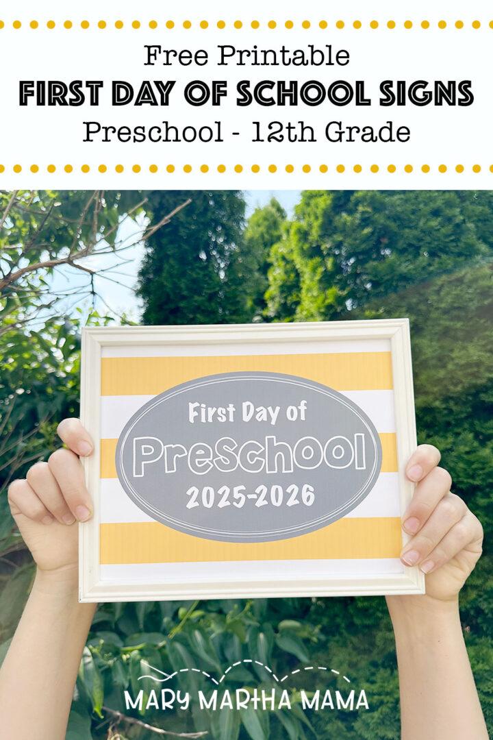 Free Printable First Day of School Signs 2025 – Mary Martha Mama